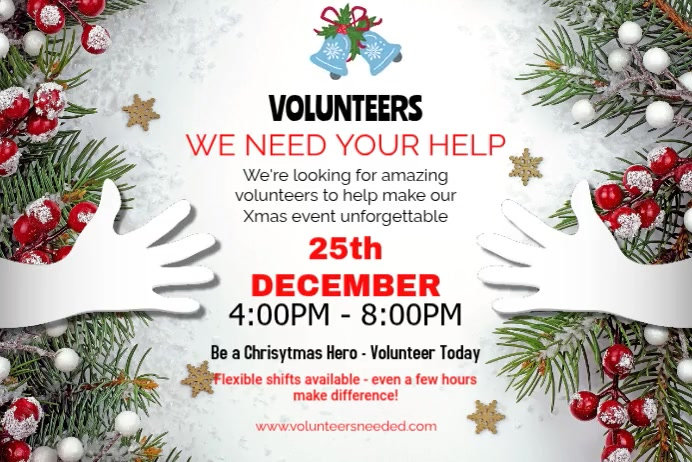 White Professional Volunteers Needed Poster Template | PosterMyWall