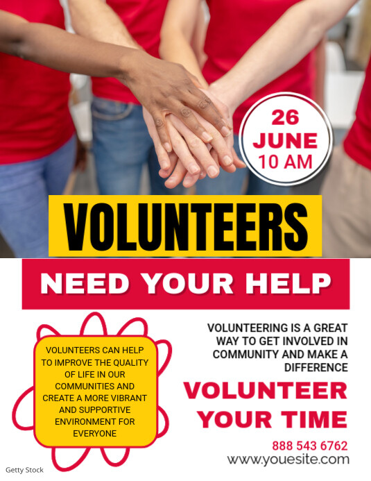 White Professional Volunteers We Need Your Help Flyer (us Letter ...
