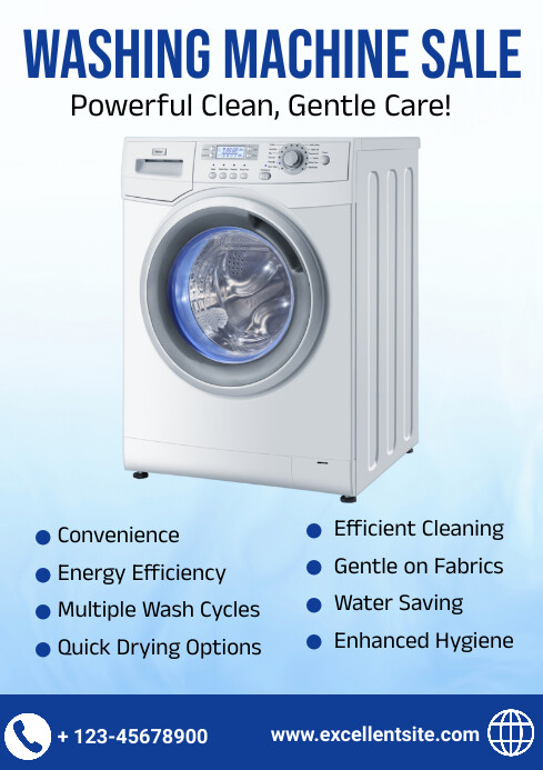 White Professional Washing Machine Sale A4 Template | PosterMyWall