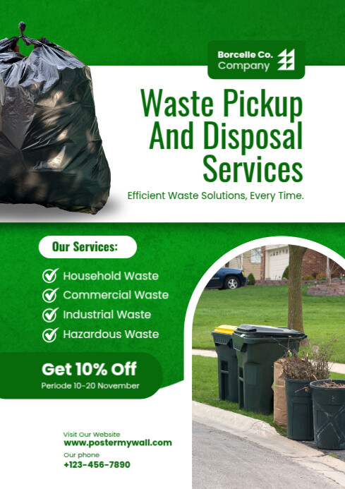 White Professional Waste Pickup And Disposal Services A4 Template ...