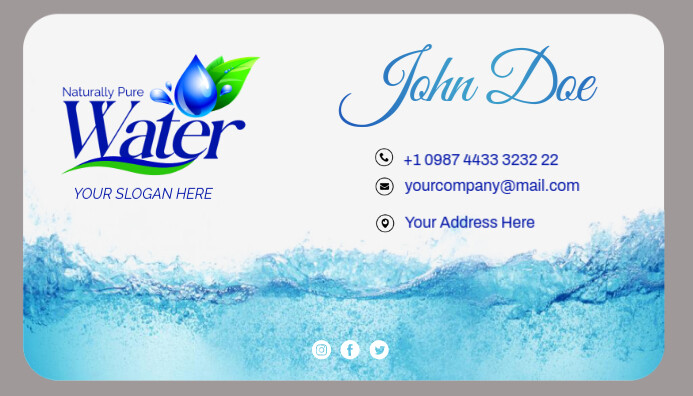White Professional Water Business Card Template | PosterMyWall