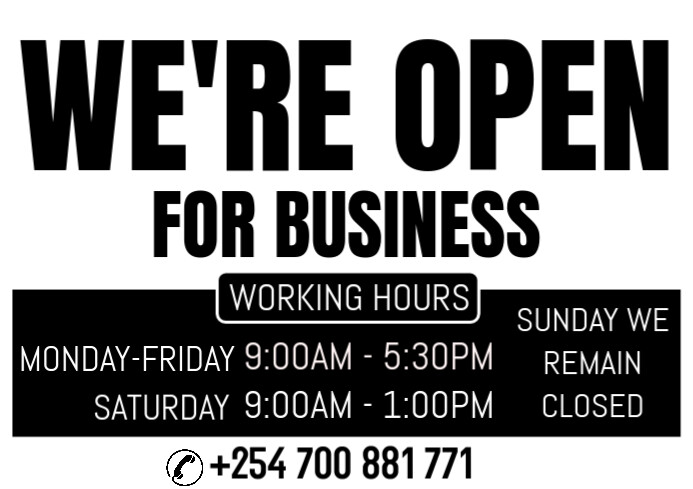 White Professional We're Open For Business A4 Template | PosterMyWall