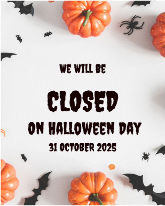 White Professional We Are Closed Halloween Instagram Portrait Template ...