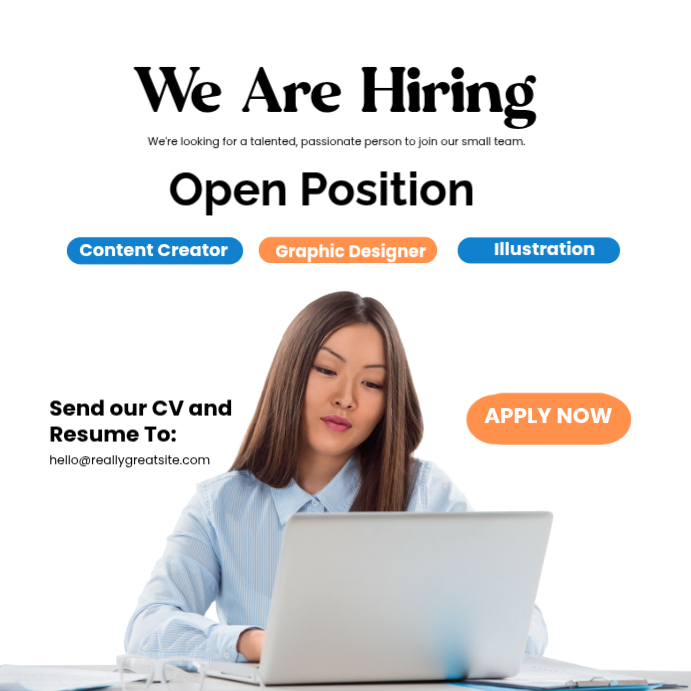 White Professional We Are Hire New Fresh Talented Who Are Willing To ...