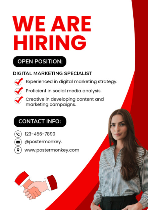 White Professional We Are Hiring A2 Template | PosterMyWall