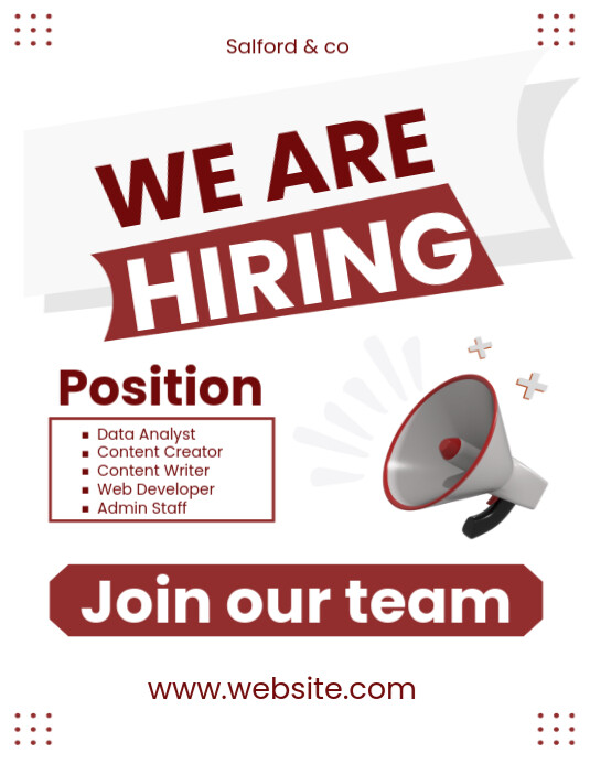 Copy of White Professional We Are Hiring Flyer (us Letter) | PosterMyWall