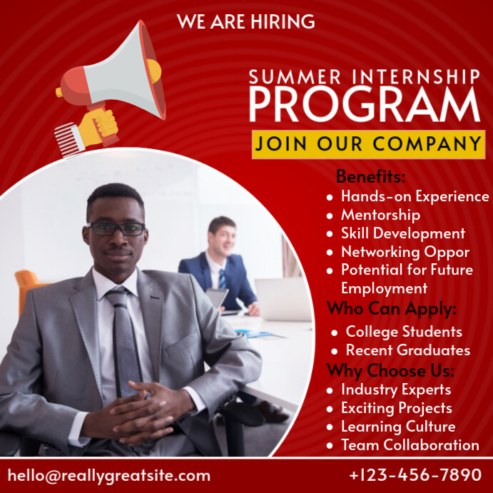White Professional We Are Hiring Internship Flyer Instagram Post Modelo ...