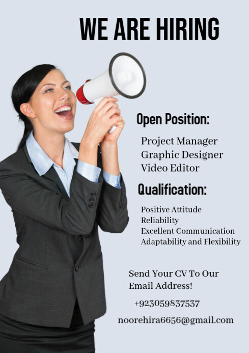 Plantilla de White Professional We Are Hiring Job Hiring Announcement ...