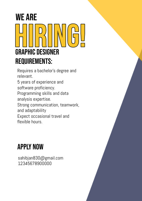 White Professional We Are Hiring Poster A4 Template | PosterMyWall