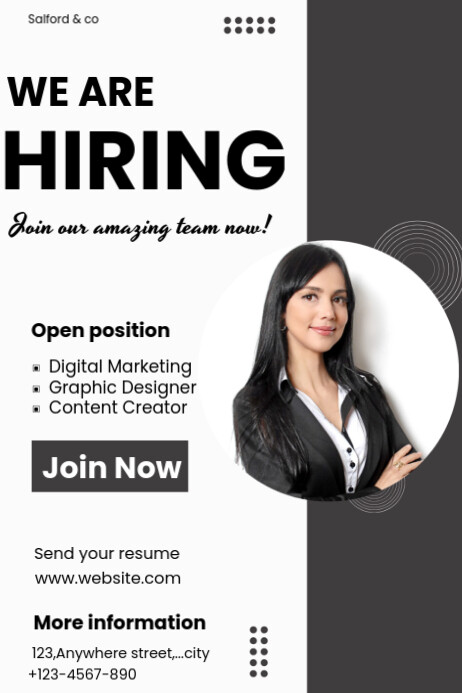Copy of White Professional We Are Hiring Poster | PosterMyWall