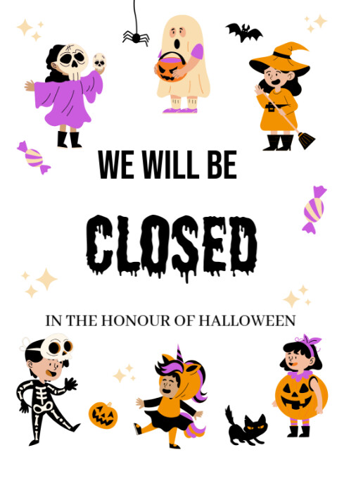 White Professional We Will Be Closed Announcement A4 Template ...