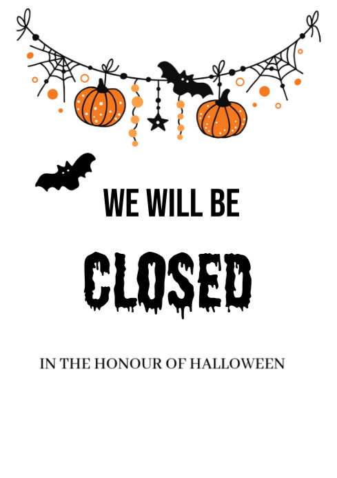 Modèle White Professional We Will Be Closed Cards A4 | PosterMyWall