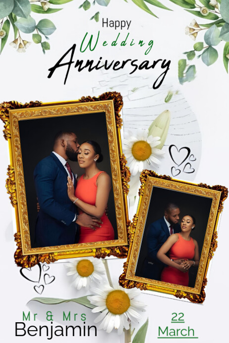 White Professional Wedding Anniversary Poster Template | PosterMyWall