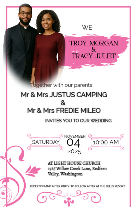 White Professional Wedding Card Invite Poster Template | PosterMyWall