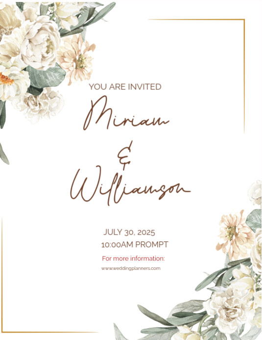 White Professional Wedding Invitation Background Flyer (us Letter ...