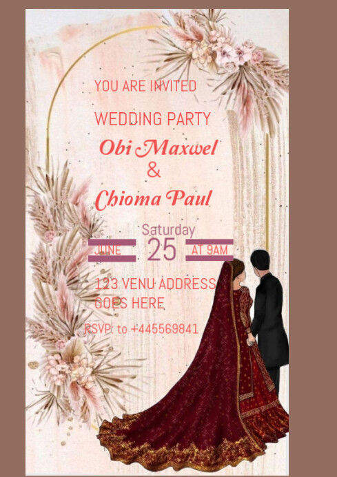 White Professional Wedding Invitation Card A4 Template | PosterMyWall