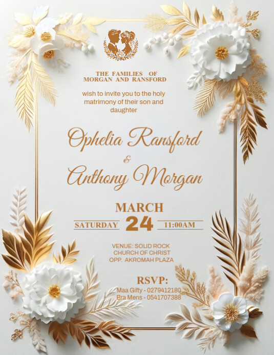 White Professional Wedding Invitation Card Flyer (us Letter) Template ...
