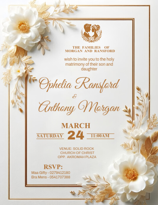 White Professional Wedding Invitation Card Flyer (us Letter) Template ...