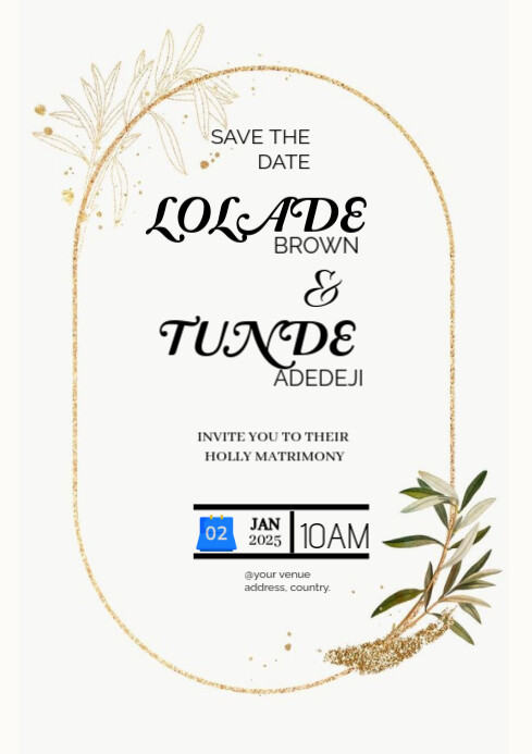 White Professional Wedding Invitation Template A4 | PosterMyWall
