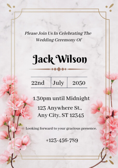 White Professional Wedding Invitation Templat Template | PosterMyWall