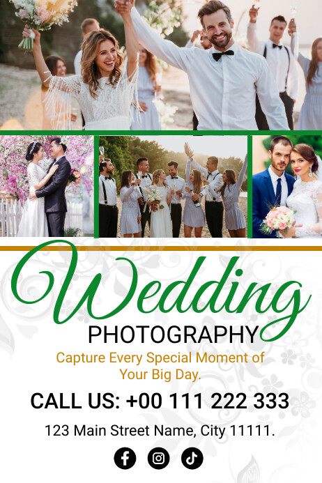 White Professional Wedding Photography Poste Template | PosterMyWall