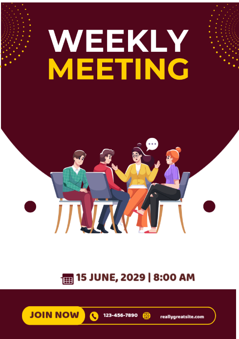 White Professional Weekly Meeting Post A4 Template | PosterMyWall