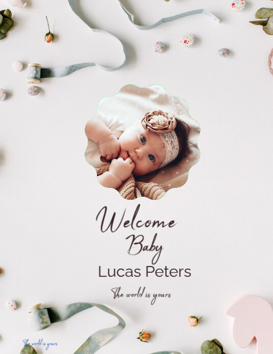 Copy of White Professional Welcome Baby Templates Flyer (us Letter ...