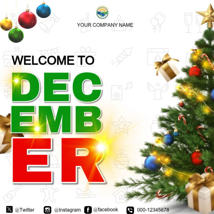 White Professional Welcome To December Christmas Greeting Social Media ...