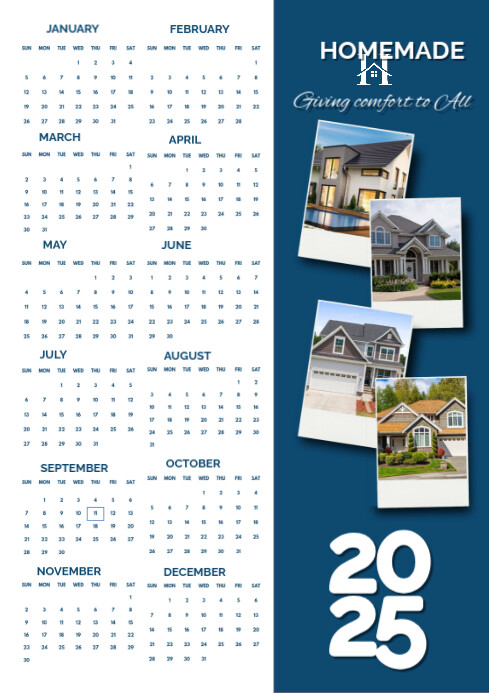 White Professional White And Blue A2 Calendar Template A2 | PosterMyWall
