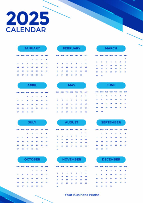 Copy of White Professional White And Blue Illustrative Calendar 2025 A4 ...