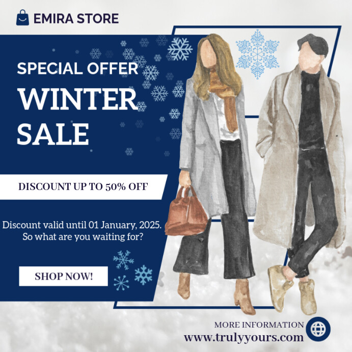 White Professional Winter Fashion Instagram Post Template | PosterMyWall