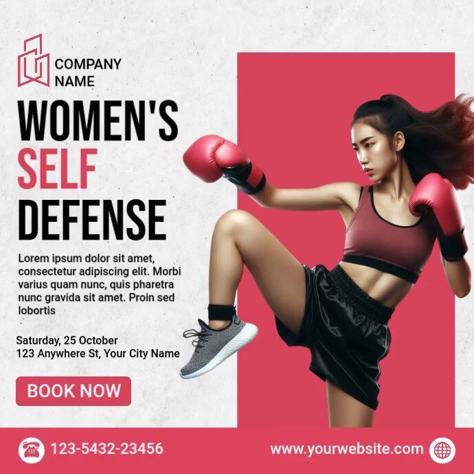 White Professional Women's Self Defense Instagram Post Template ...