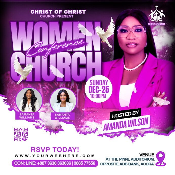 White Professional Women Church Conference Flyer Instagram Post ...