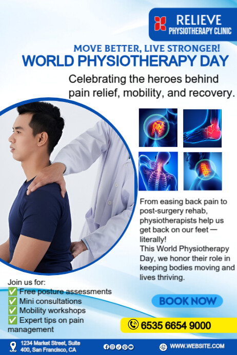 Copy of White Professional World Physiotherapy Day Poster | PosterMyWall