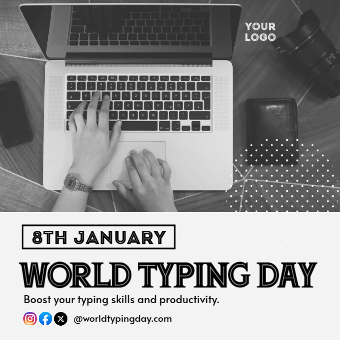 Copy of White Professional World Typing Day Instagram Post | PosterMyWall