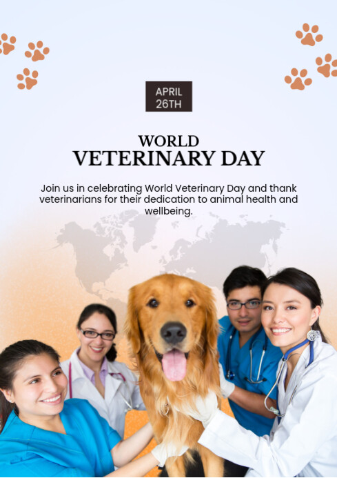 White Professional World Veterinary Day 2025 A4 Template | PosterMyWall