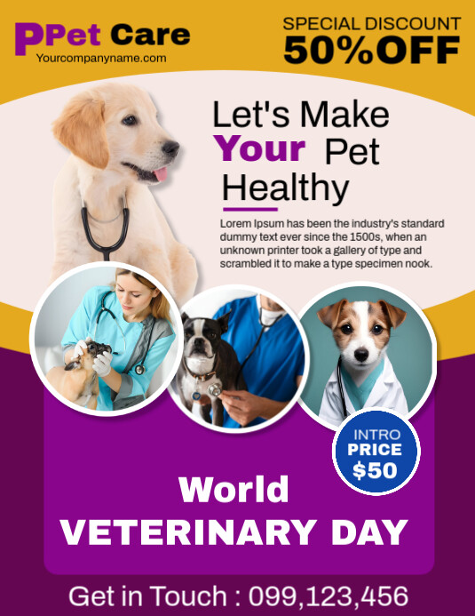 White Professional World Veterinary Day Flyer (us Letter) Template ...