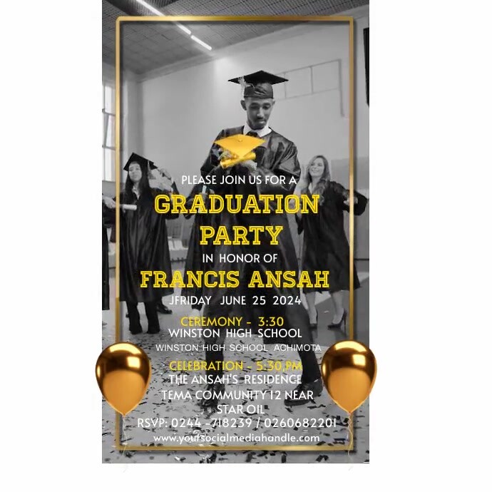 White Professional Yellow And White Graduatio Template | PosterMyWall