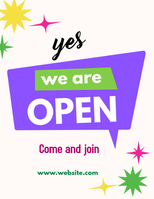 White Professional Yes We Are Open Flyer (us Letter) Template ...