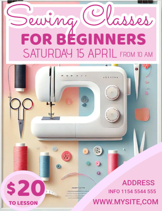 Copy of White Professionale Sewing Classes Volantino (us Letter) | PosterMyWall