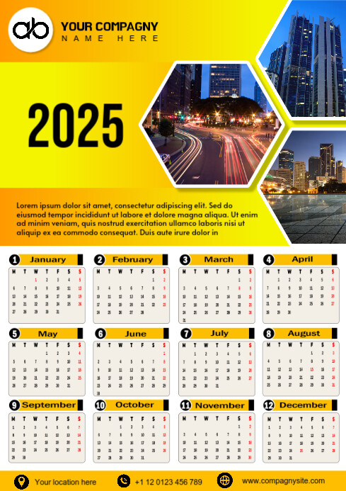 White Professionnel Calendar 2025 A3 Template | PosterMyWall