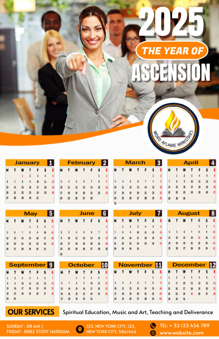 Copie de White Professionnel Calendar 2025 Tabloïd | PosterMyWall