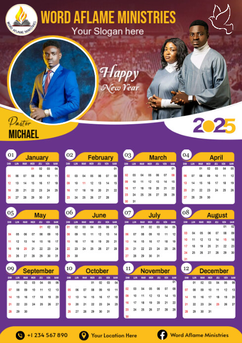 Copy of White Professionnel Church Calendar 2025 | PosterMyWall