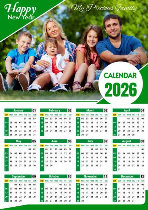 Copy of White Professionnel Family Calendar 2026 A3 | PosterMyWall