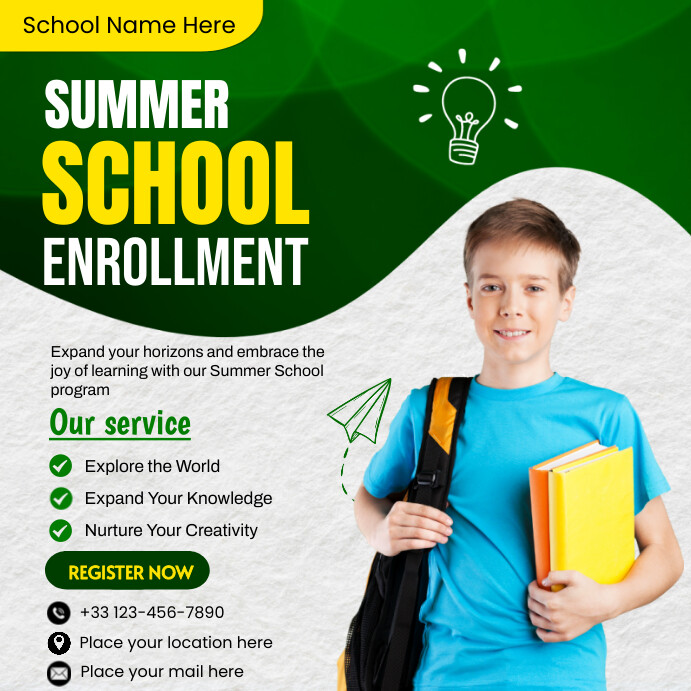 Modèle White Professionnel Summer School Message Ins | PosterMyWall