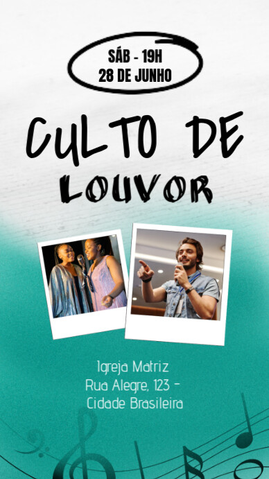 Copy of White Profissional Culto De Louvor História Do Instagram ...