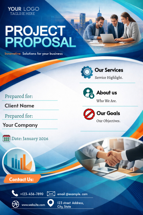 White Project Proposal Poster Template | PosterMyWall