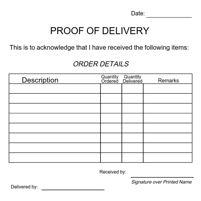 Copy of White Proof Of Delivery Template Square (1:1) | PosterMyWall