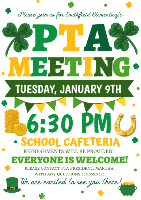 White PTA Meeting A4 Template | PosterMyWall