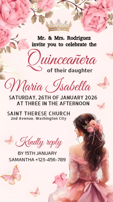 White Quince Anos Instagram Story Template | PosterMyWall